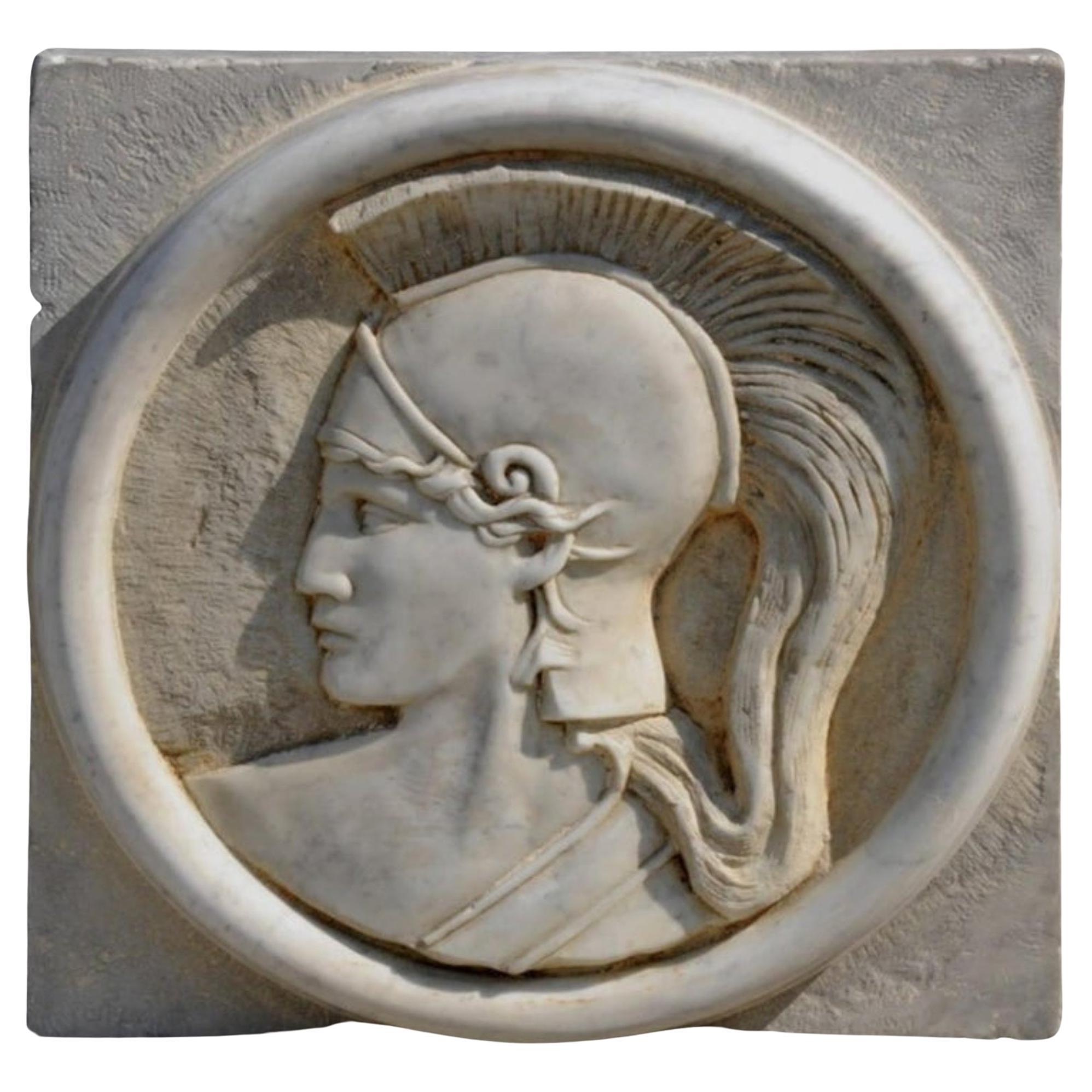 Siena Yellow Bas-Relief of Atena, Early 20th Century For Sale at 1stDibs