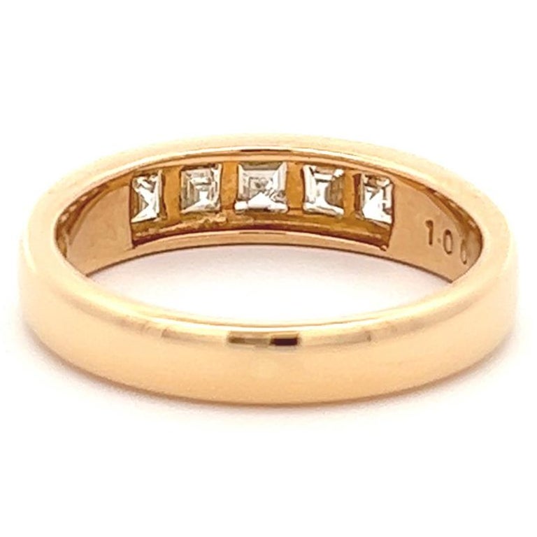 Carré Cut Diamond 18 Karat Yellow Gold Channel Set Band Ring For Sale ...