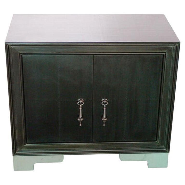 Carre Nightstand in Antiqued White Bronze Clad over Teak Wood For Sale ...