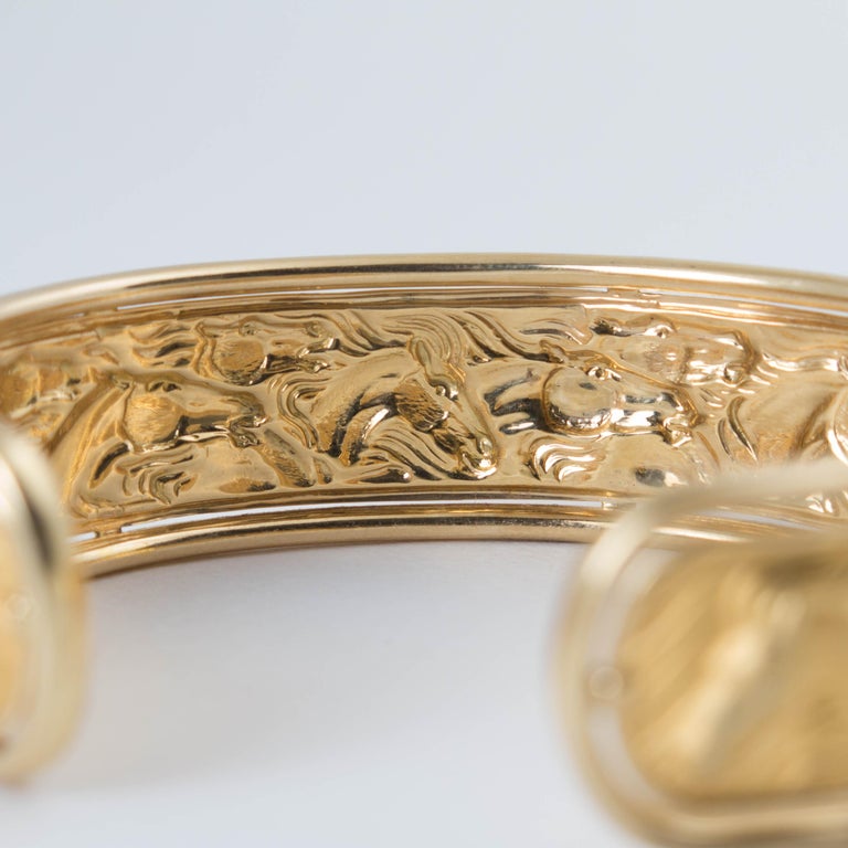 Carrera y Carrera 18k Yellow Gold Equestrian Horses Cuff Bracelet For ...