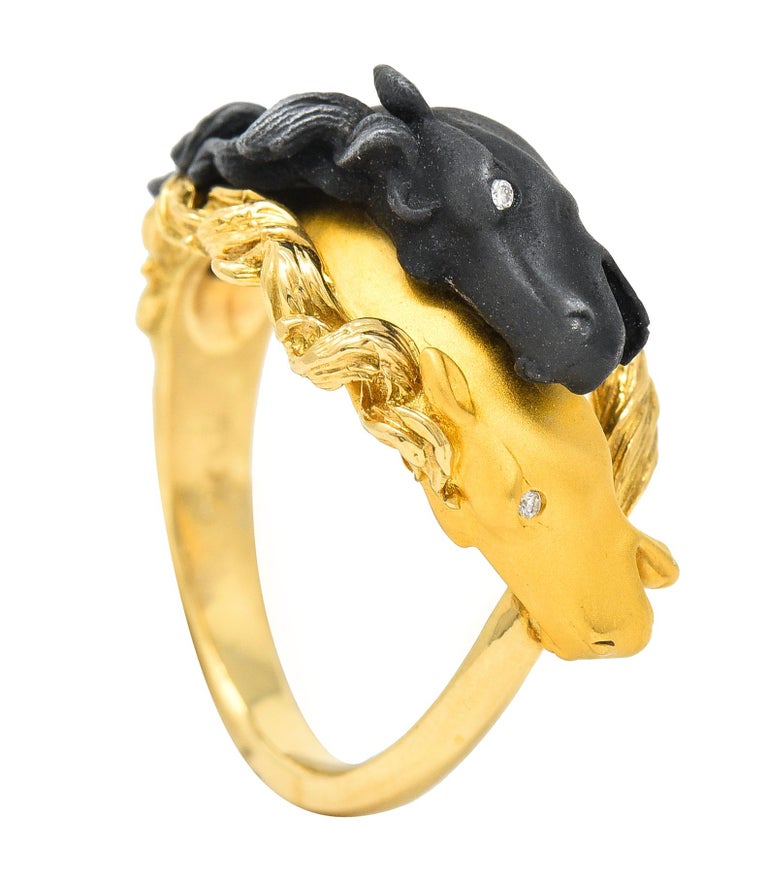 Carrera Y Carrera Diamond 18 Karat Two-Tone Gold Ecuestre Horse Vintage ...