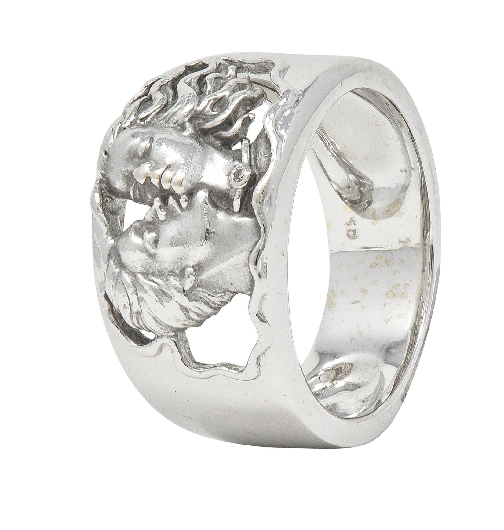 Carrera Y Carrera Diamond 18 Karat White Gold Adam and Eve Band Ring ...