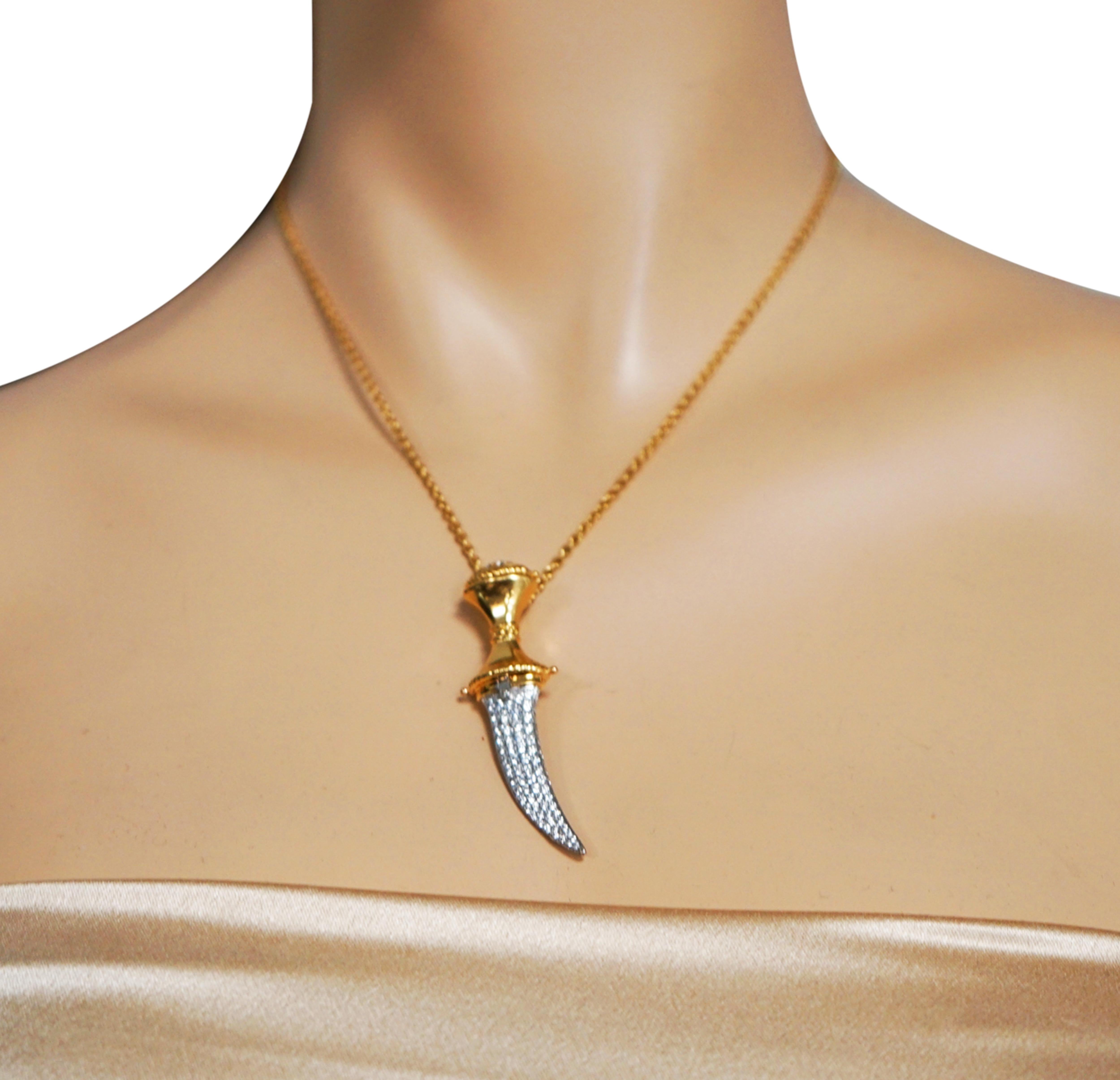 Carrera y Carrera Diamond Encrusted Dagger and Sheath Gold Pendant at ...