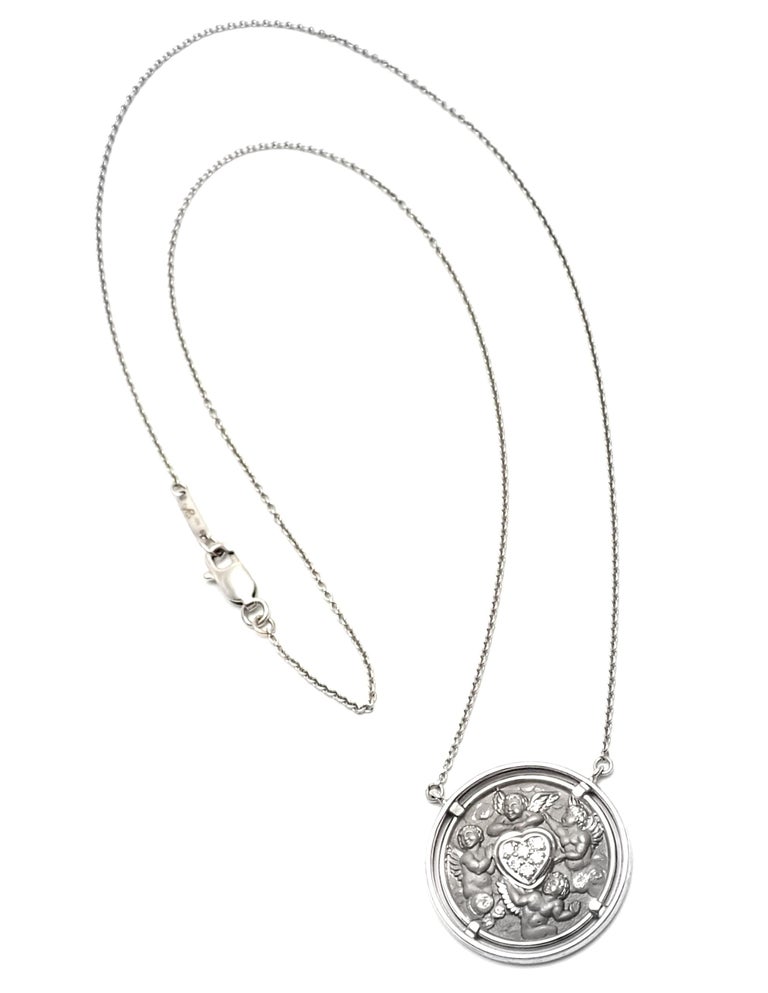 Carrera Y Carrera Diamond Heart Angel White Gold Pendant Necklace at ...