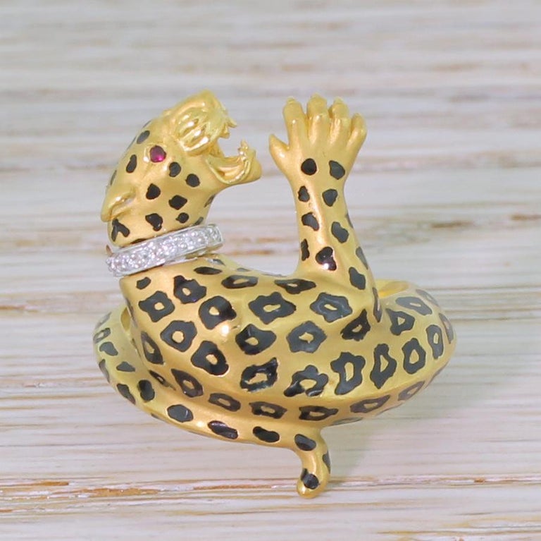 Carrera y Carrera Diamond and Ruby Leopard Ring at 1stDibs