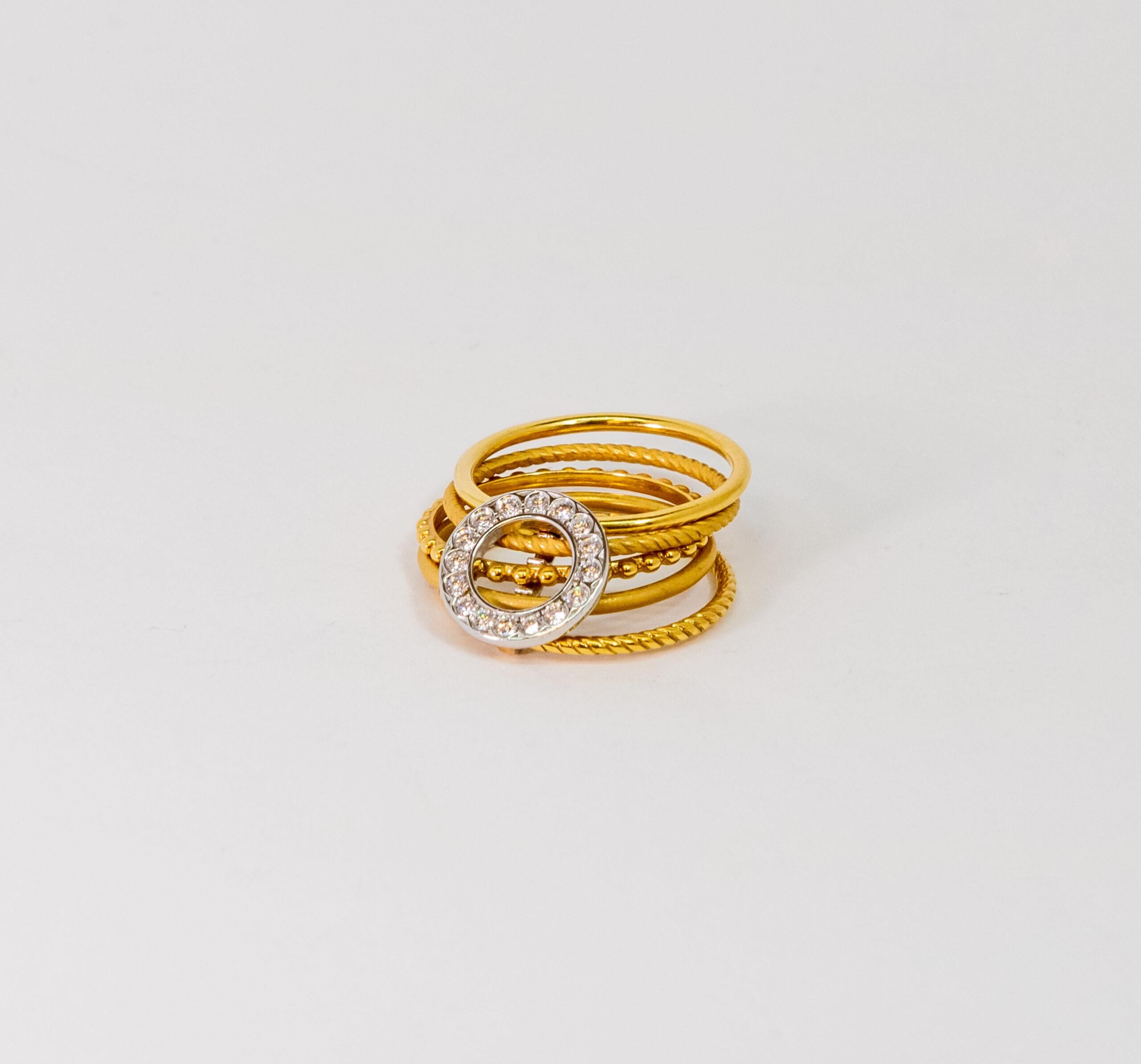 Carrara Y Carrara Melodia 18k Yellow Gold and Diamonds Ring, 10076481 For Sale at 1stDibs