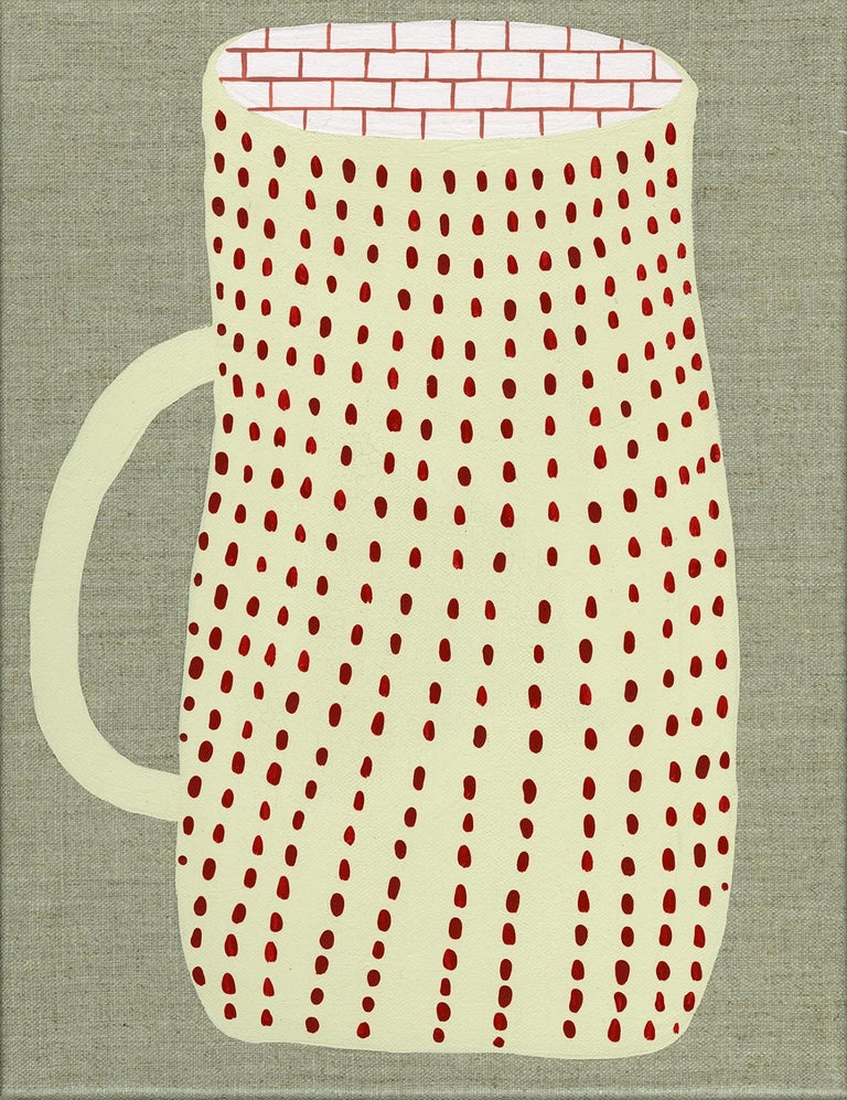 Carrie Marill - "A.M" acrylic painting on linen coffee cup pattern For Sale at 1stDibs