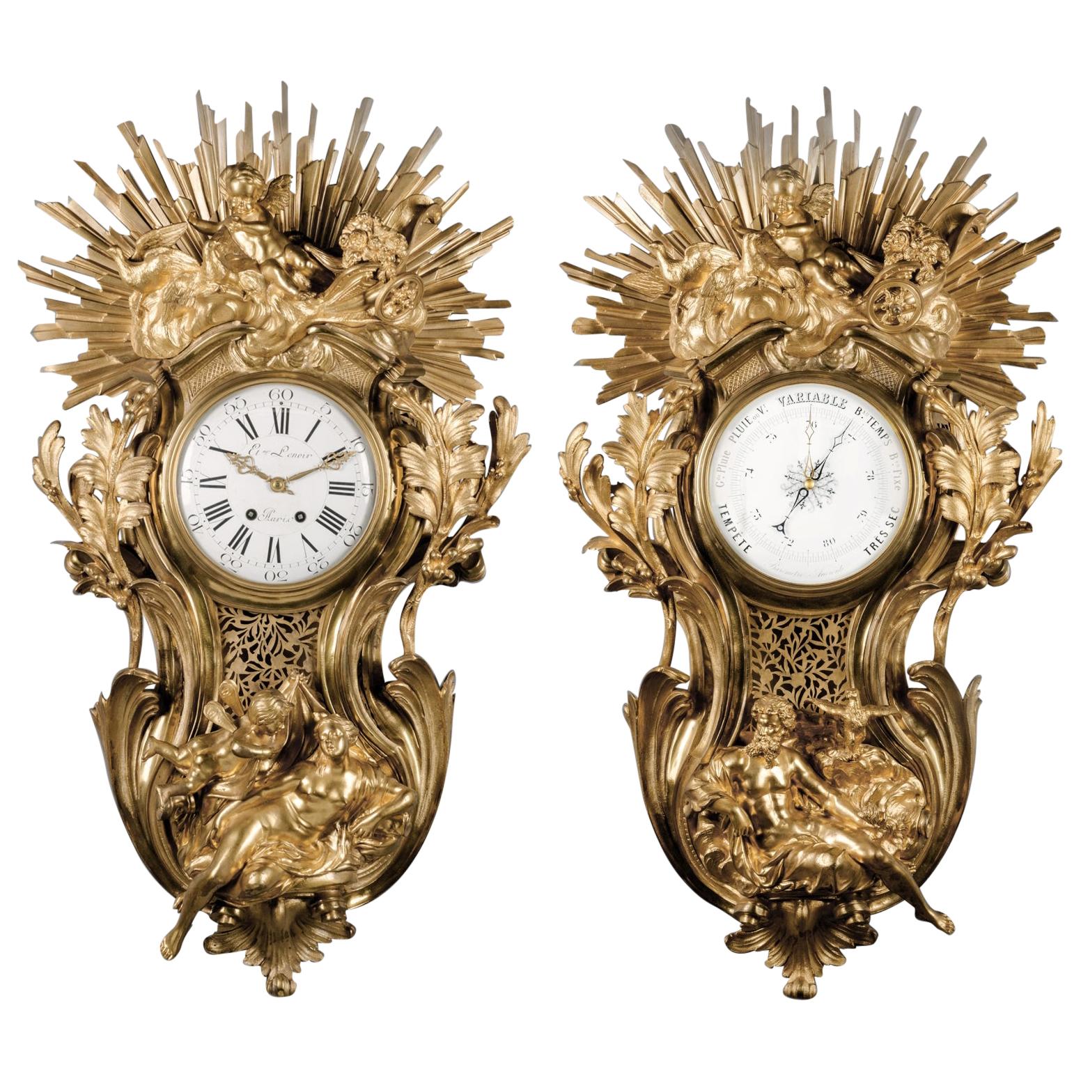 Cartel Clock and Barometer Set after a Model by Jacques Caffieri For ...