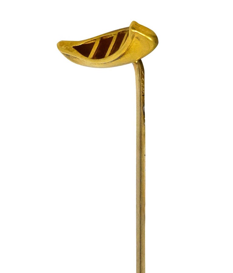 Carter Gough and Co. 14 Karat Gold Canoe Stickpin For Sale at 1stDibs