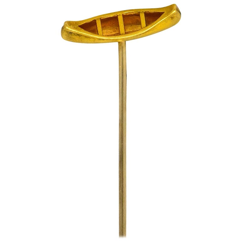 Carter Gough and Co. 14 Karat Gold Canoe Stickpin For Sale at 1stDibs
