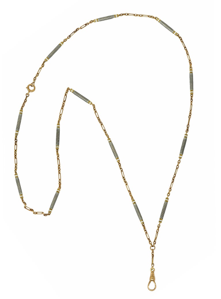 Carter and Gough Enamel 14 Karat Gold Barrel Link Chain Necklace at ...