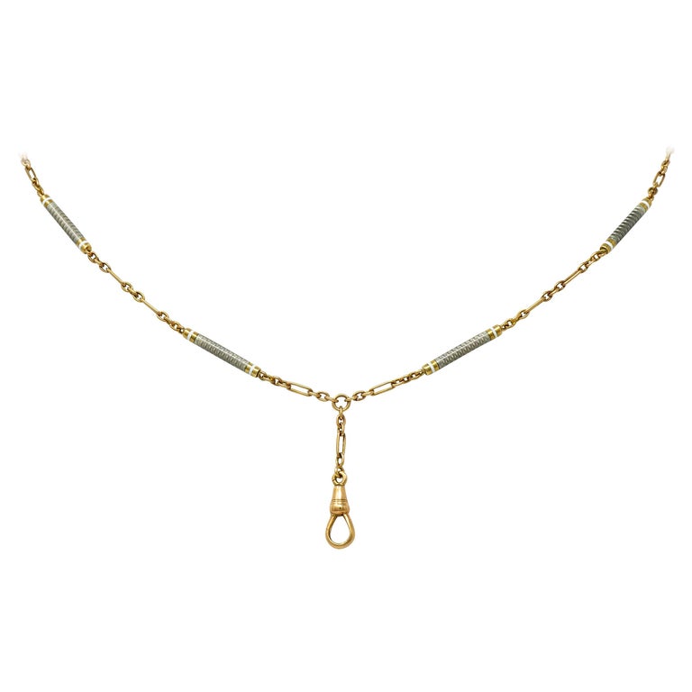 Carter and Gough Enamel 14 Karat Gold Barrel Link Chain Necklace at ...