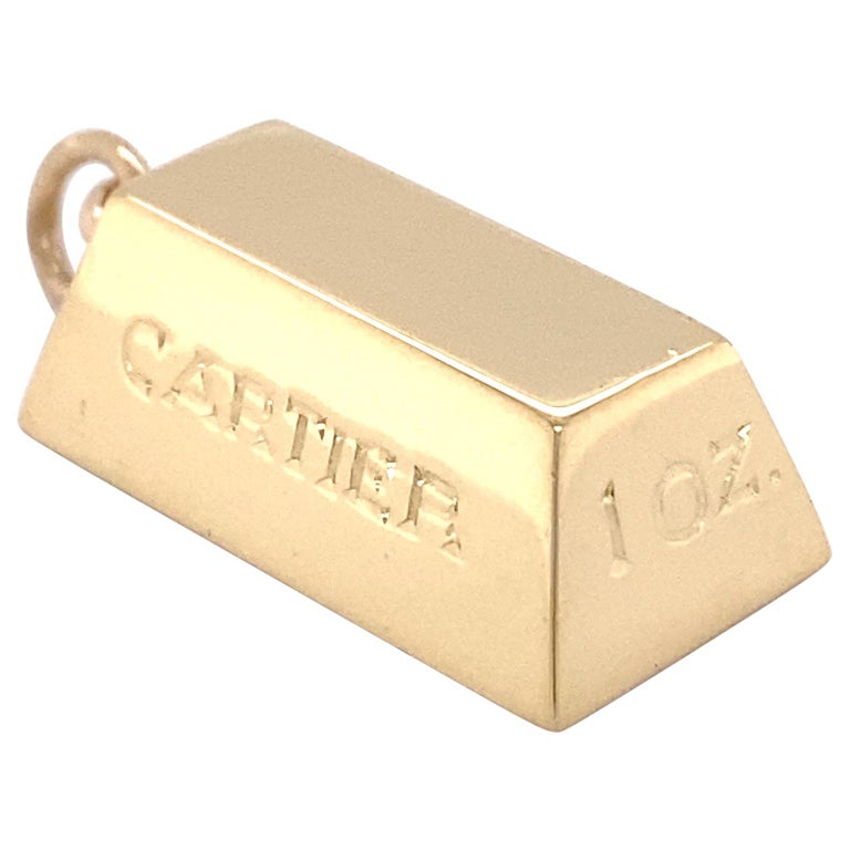 Cartier 1 OZ. Pendentif en or jaune 18 carats de type lingot vintage ...