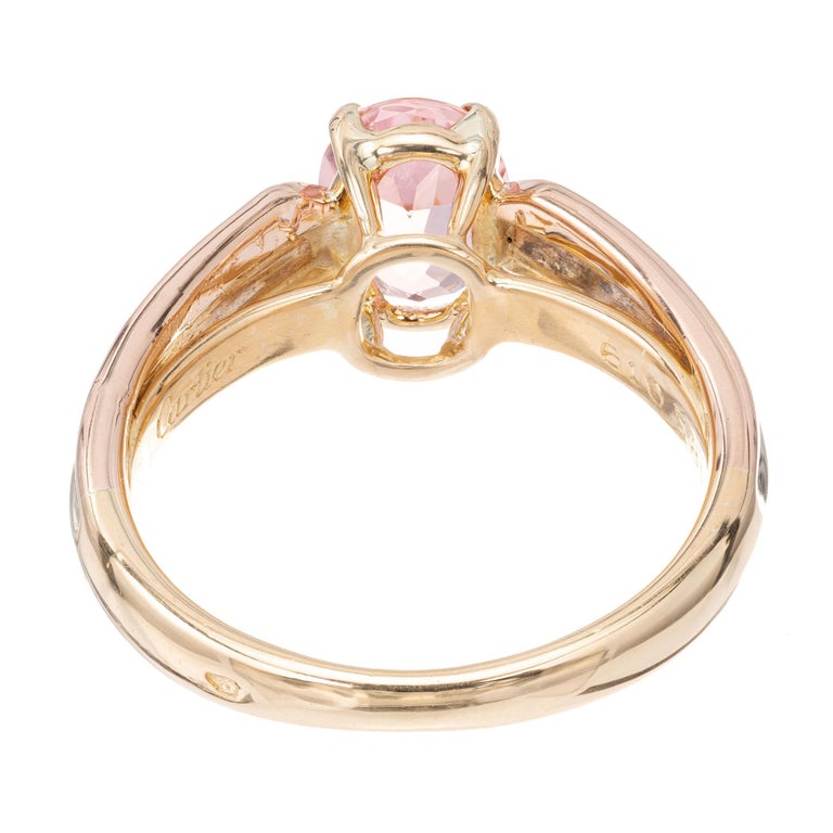 Cartier 1.00 Carat Pink Tourmaline Tri-Color Gold Engagement Ring at ...