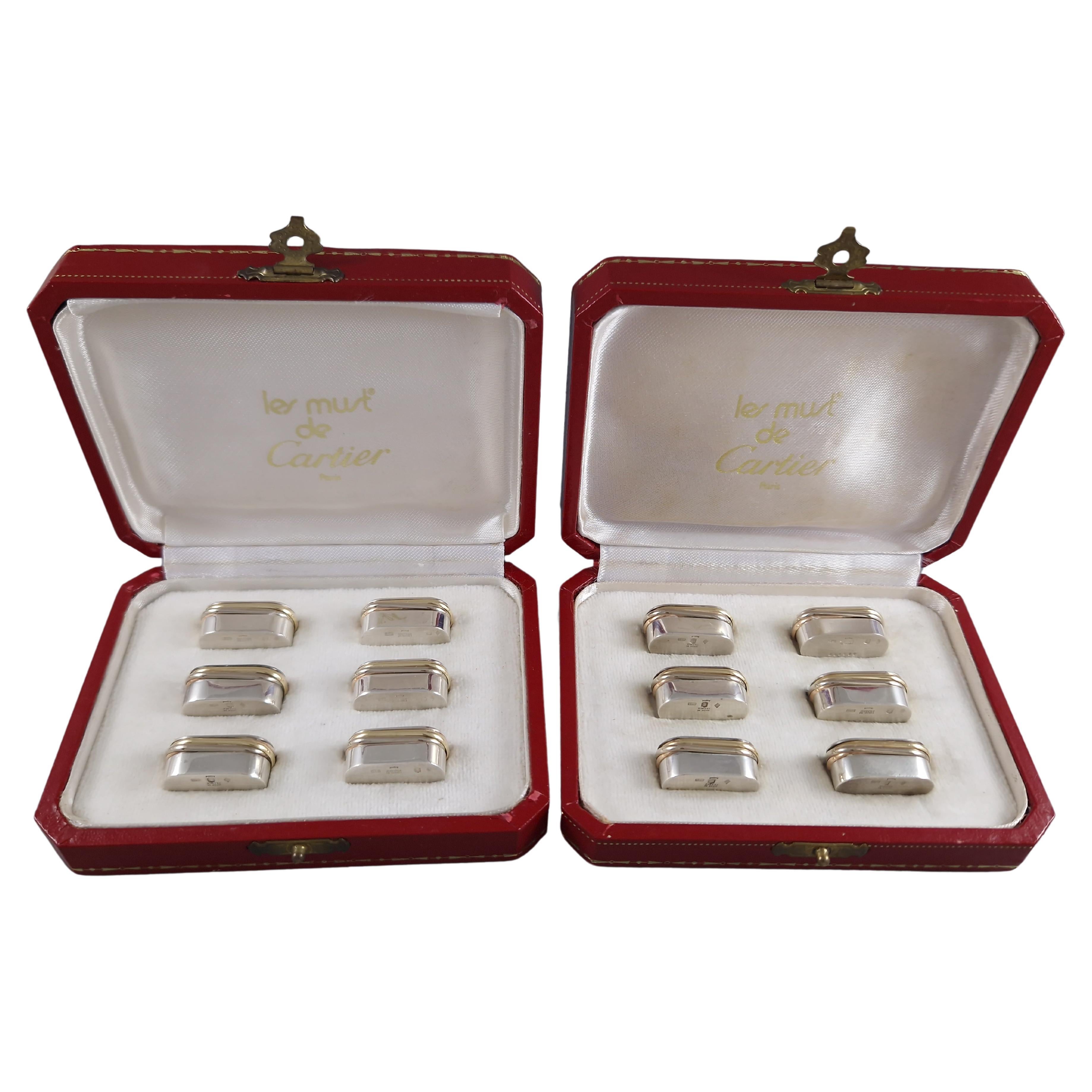 Cartier - 12 Place Card Holders In Sterling Silver And Gold For Sale at ...