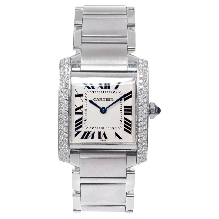 Cartier 1.25 Carat Diamond Bezel Stainless Steel Tank Francaise ...