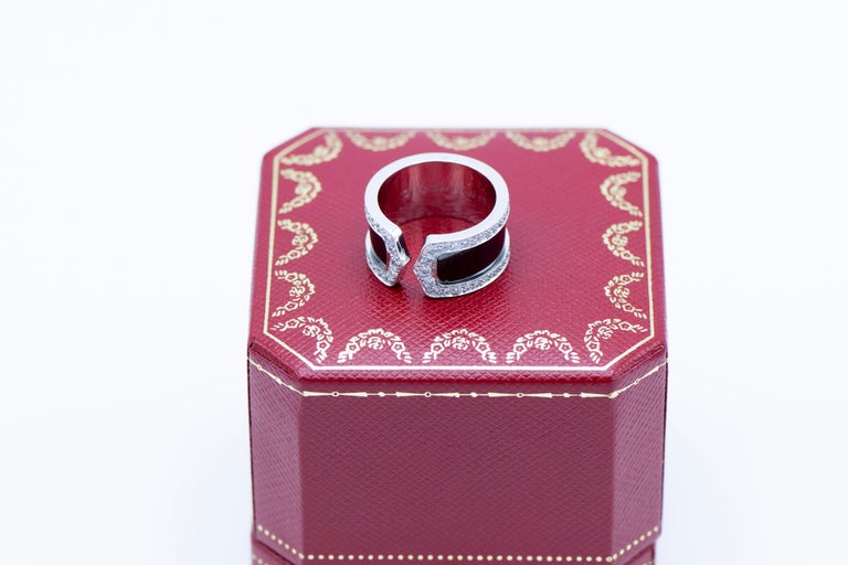 Cartier 18 Karat Double C Diamond Titanium Ring at 1stDibs | cartier ...