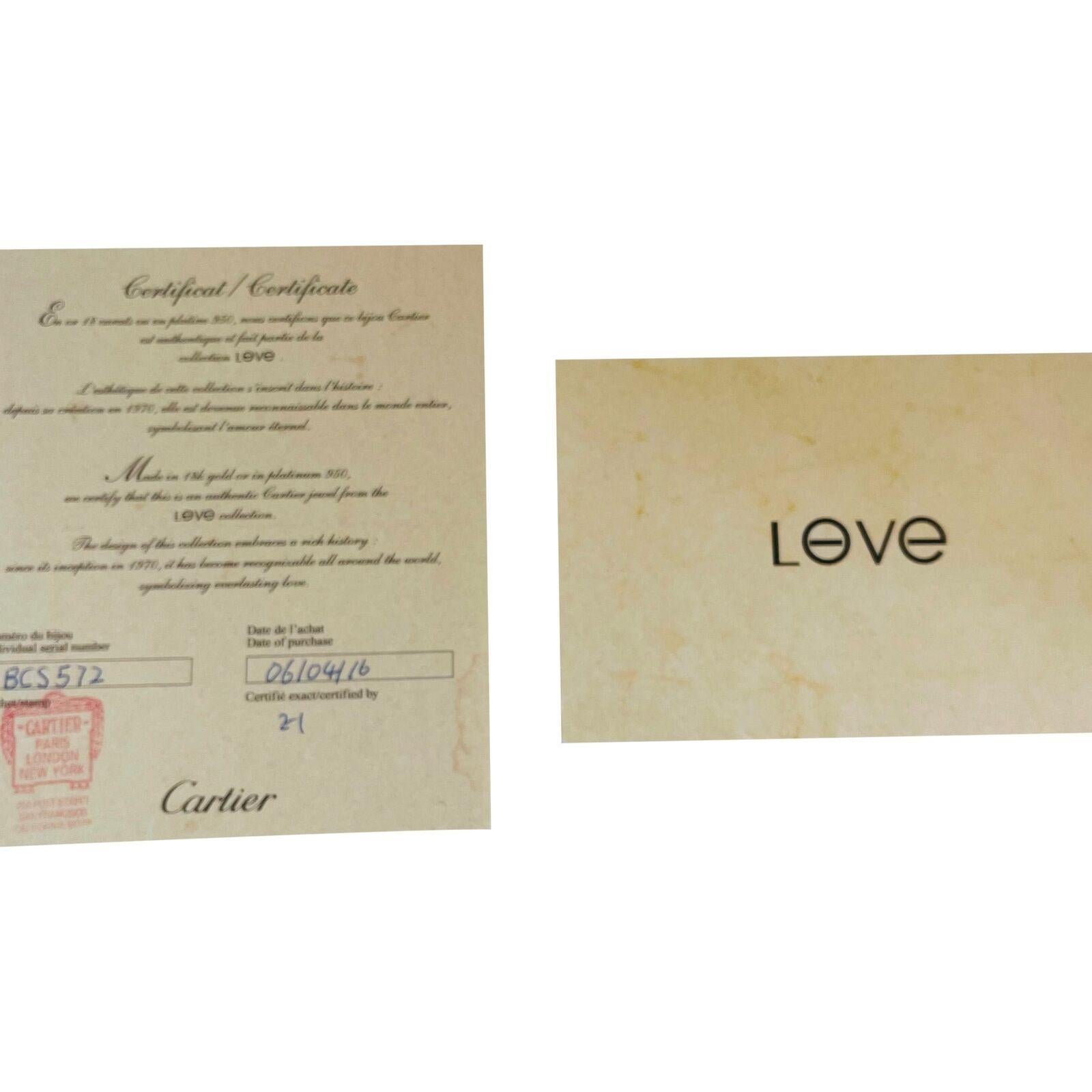 Cartier 18 Karat Pink Gold Love Ring Band with COA and Receipt For Sale ...