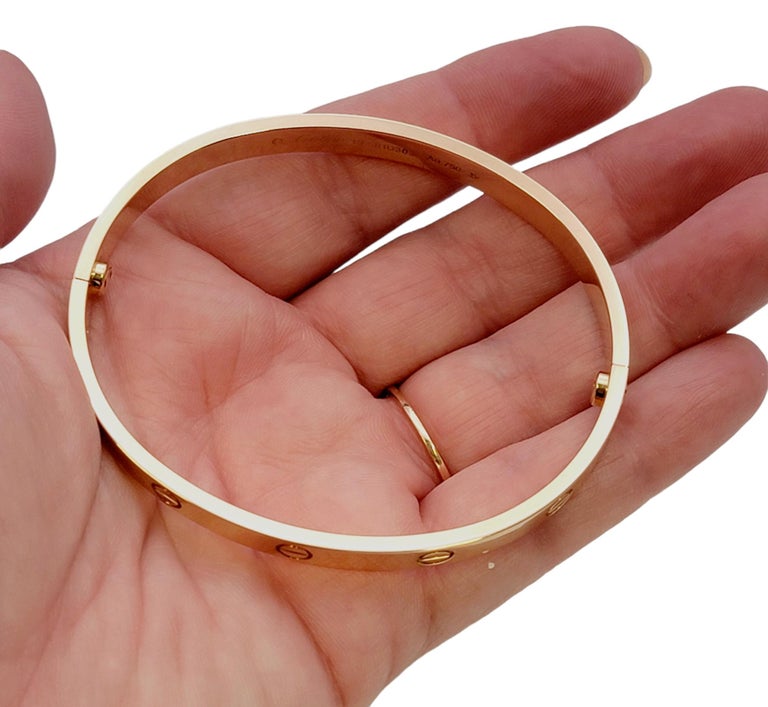 Cartier 18 Karat Rose Gold Love Bangle Bracelet, with Box, Screwdriver ...