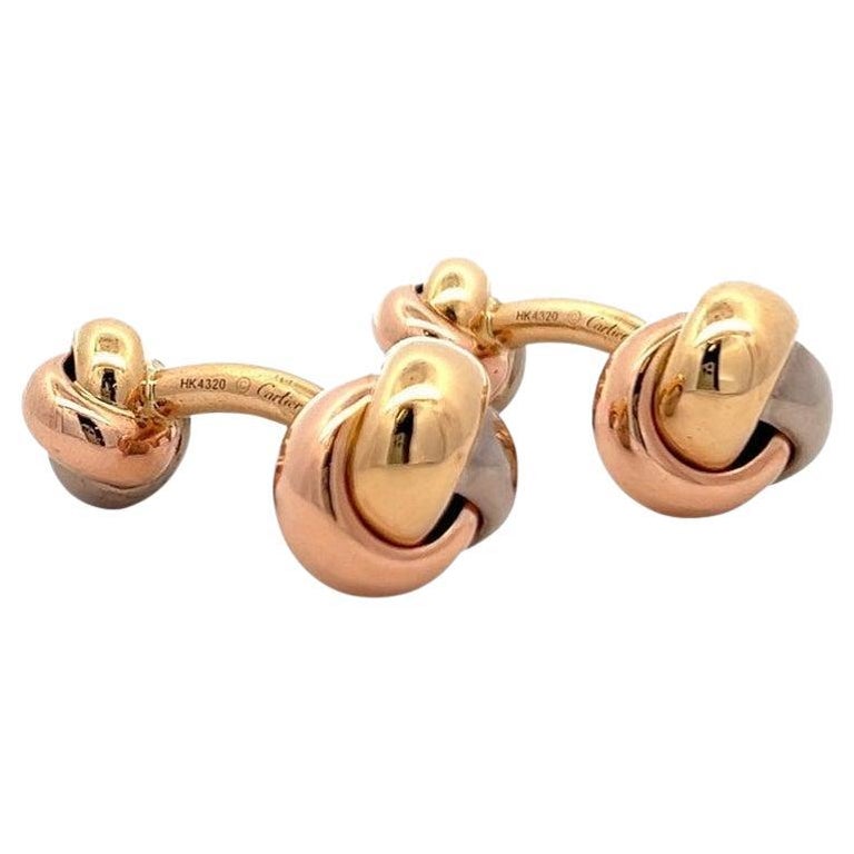 Cartier 18 Karat Tri Color Gold Trinity Cufflinks For Sale at 1stDibs