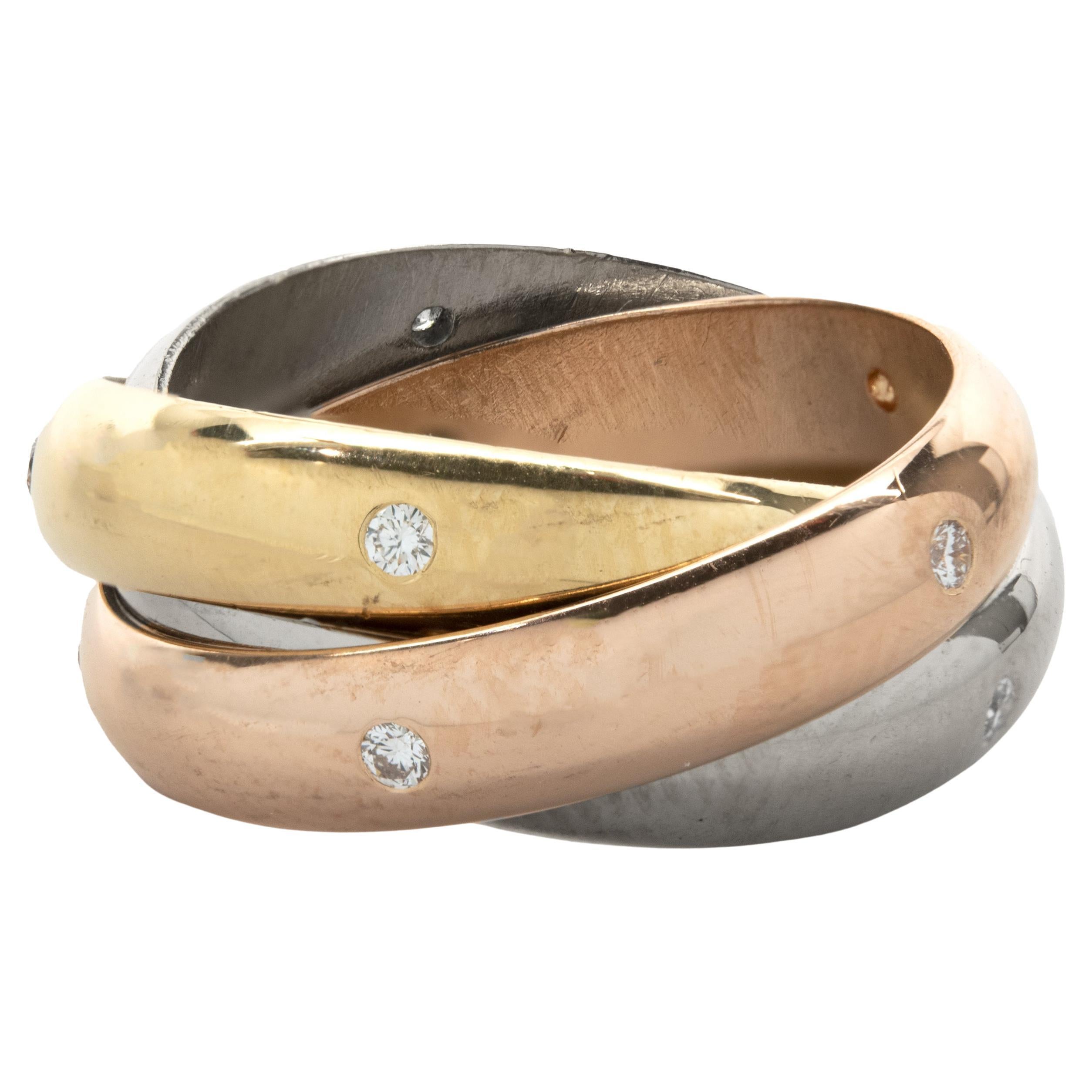 Cartier 18 Karat Tri-Colored Gold Unisex Trinity Rolling Pinky Ring For ...