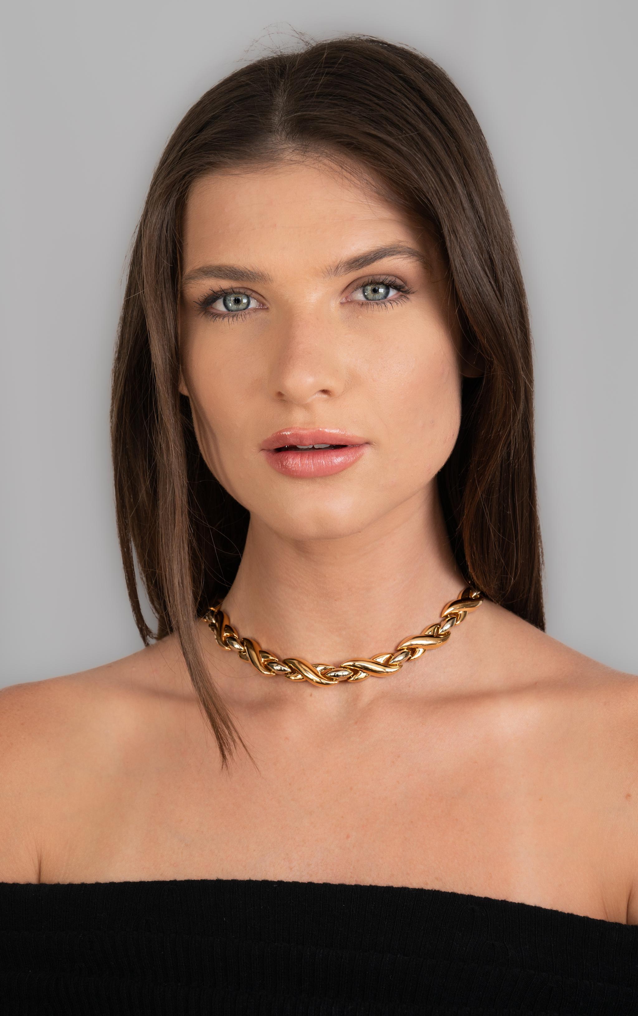 Cartier 18 Karat Two-Tone Gold Arabesque Puffy x Link Vintage Collar ...