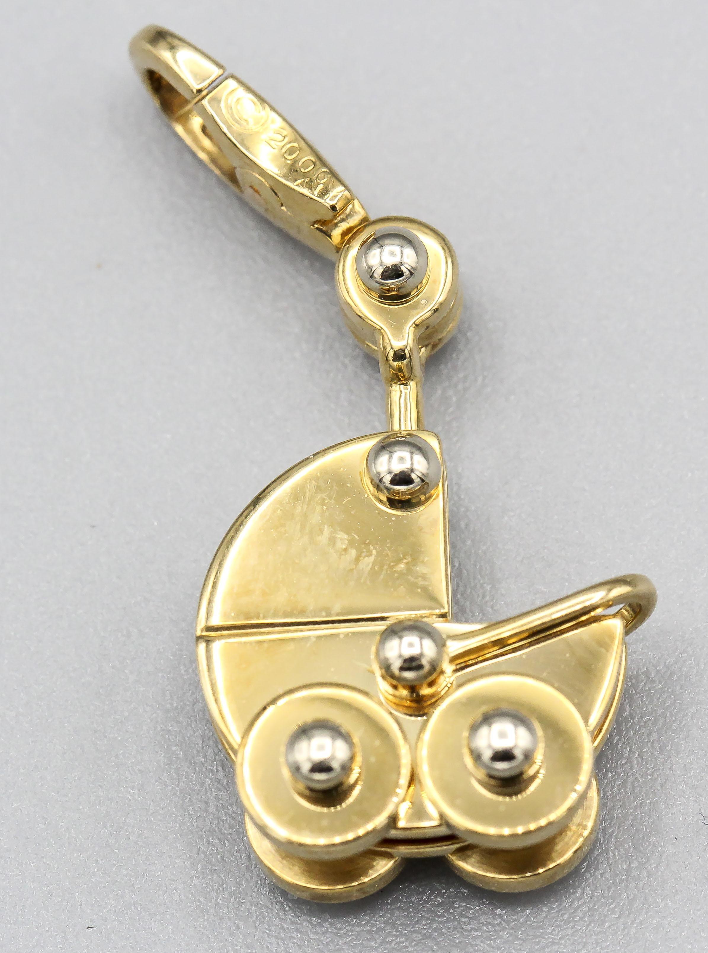 Cartier 18 Karat White and Yellow Gold Baby Carriage Charm Pendant For ...