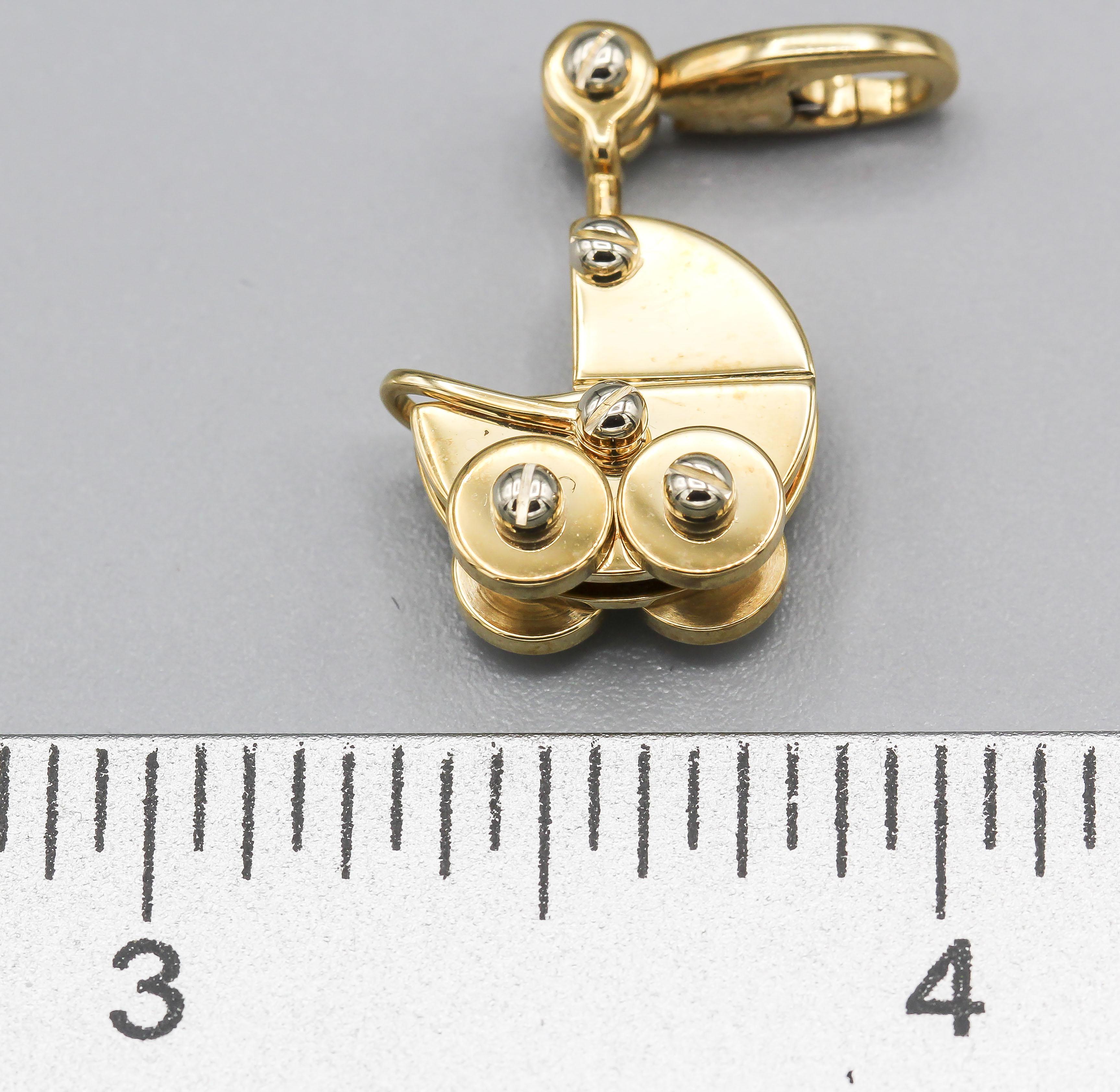 Cartier 18 Karat White and Yellow Gold Baby Carriage Charm Pendant For ...