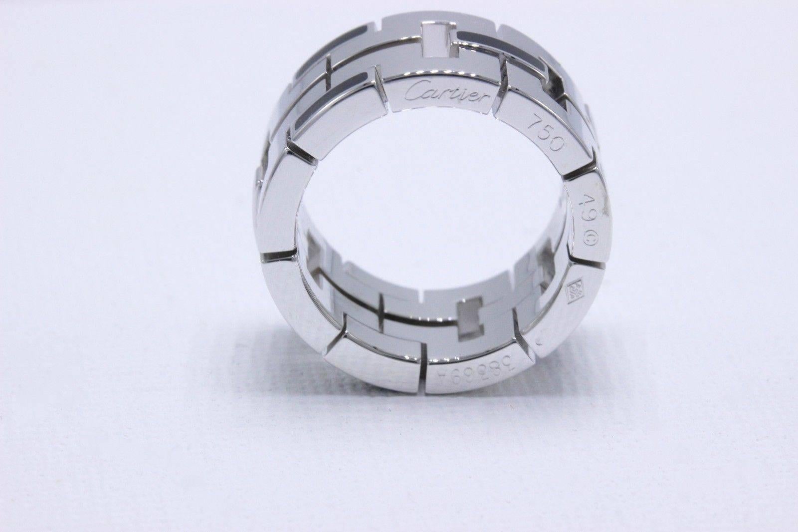 Cartier 18 Karat White Gold and Black Lacquar Ring Le Baiser Du Dragon ...