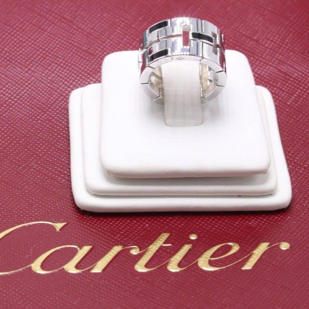 Cartier 18 Karat White Gold and Black Lacquar Ring Le Baiser Du Dragon ...