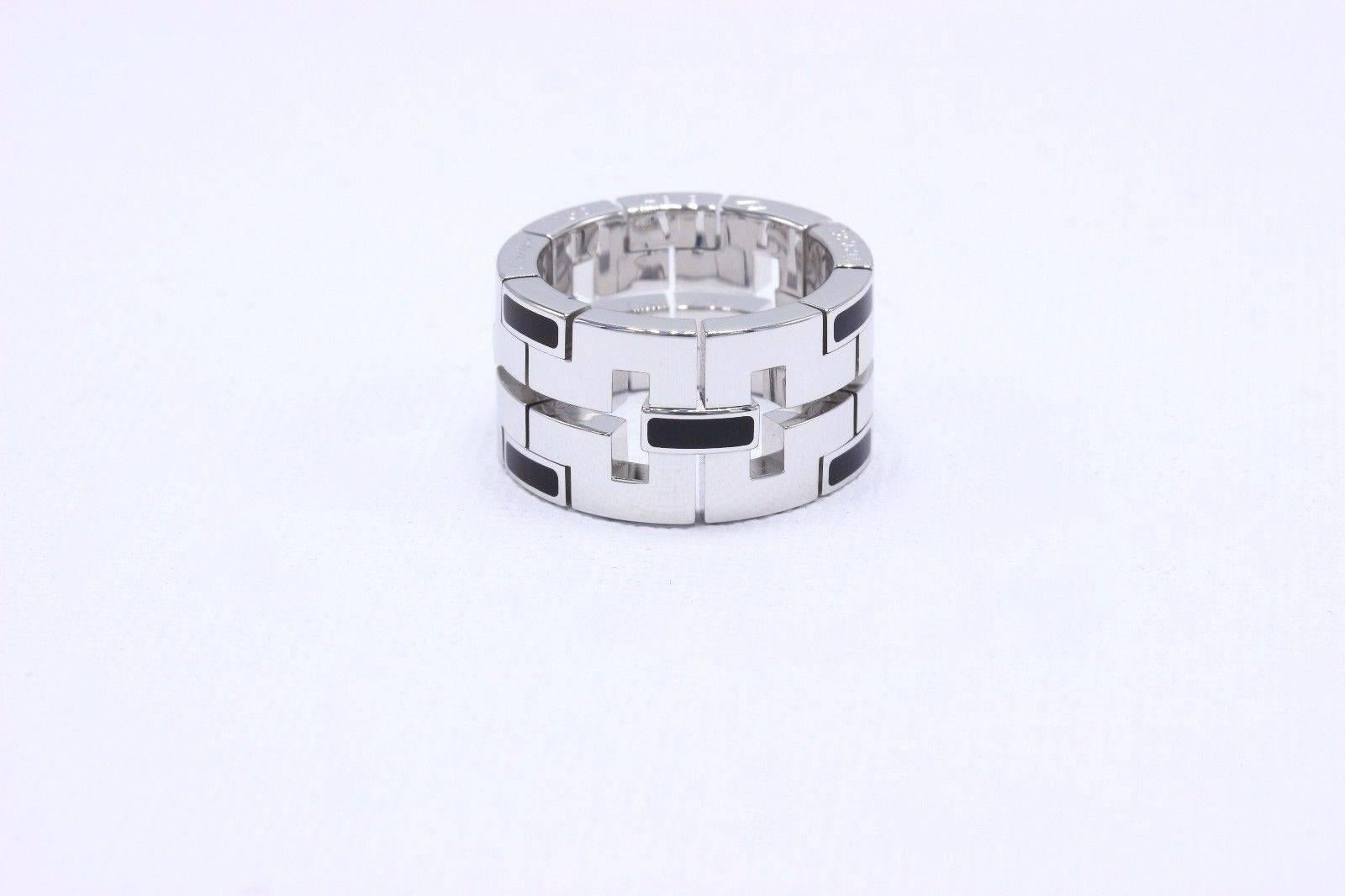 Cartier 18 Karat White Gold and Black Lacquar Ring Le Baiser Du Dragon ...