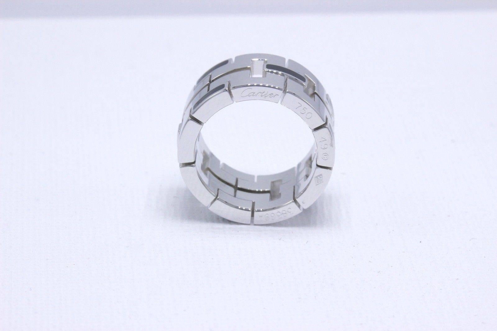 Cartier 18 Karat White Gold and Black Lacquar Ring Le Baiser Du Dragon ...