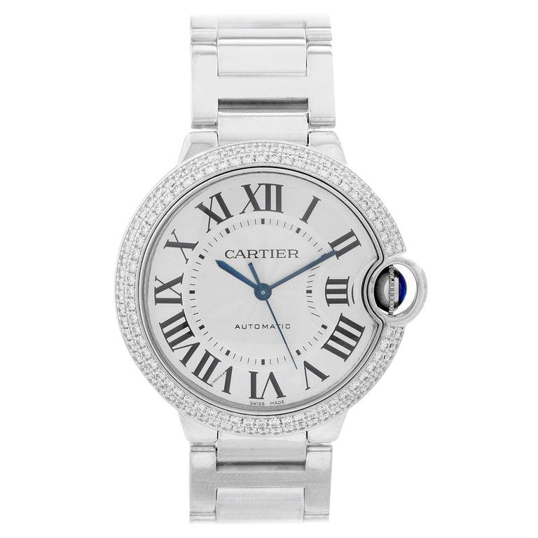 CARTIER White Gold and Diamond Ballon Bleu Mid-Size Wristwatch at 1stDibs