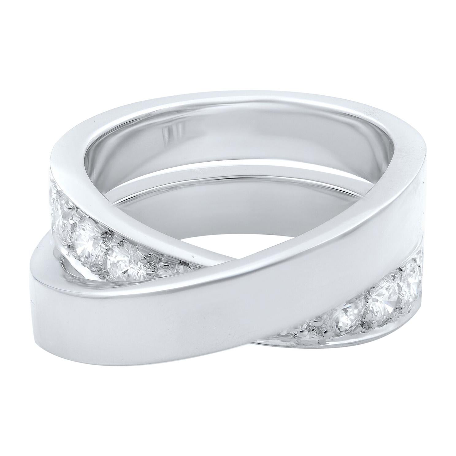 Criss Cross Diamond Gold Ring For Sale at 1stDibs | criss cross gold ring