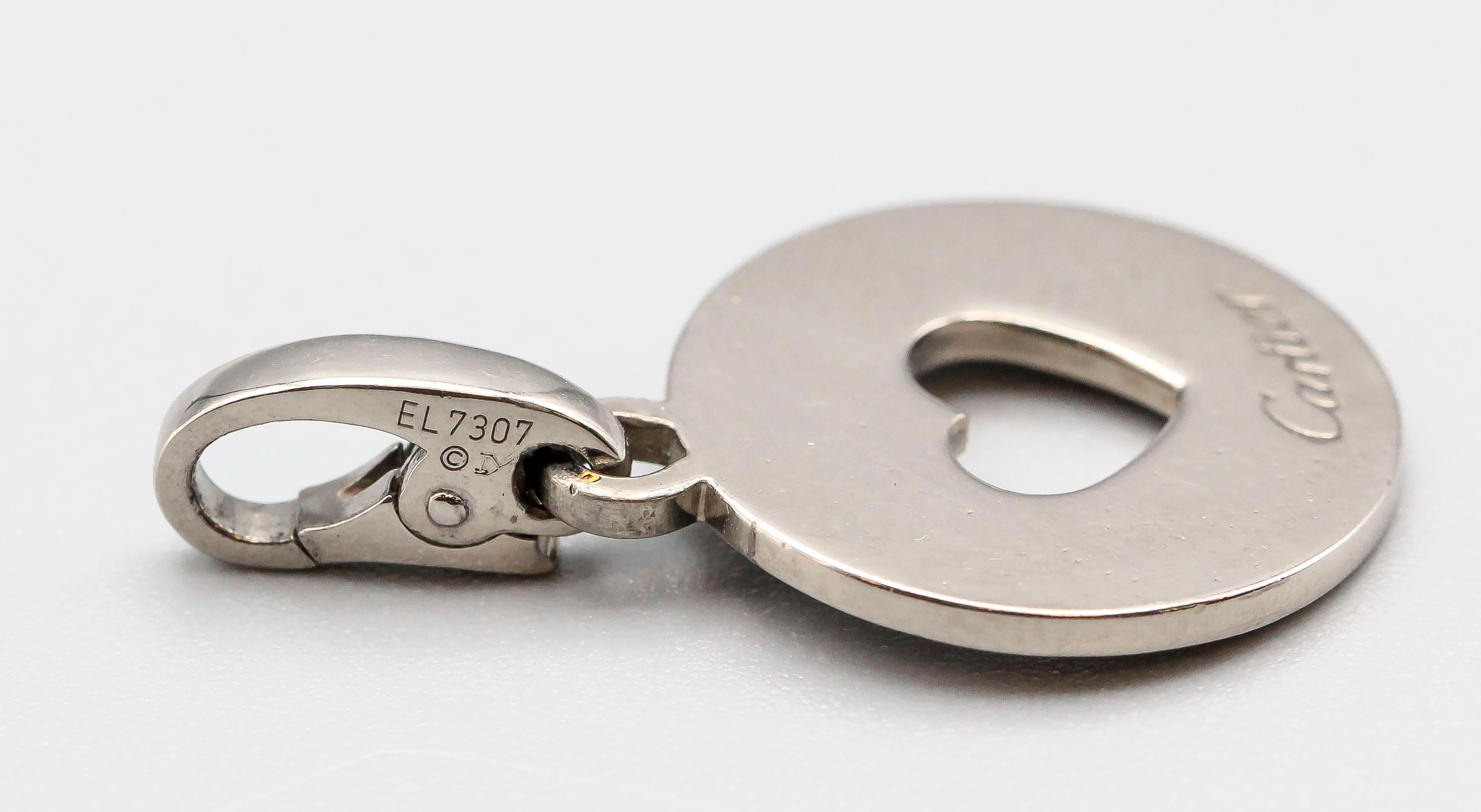 Cartier 18 Karat White Gold Heart Round Charm at 1stDibs