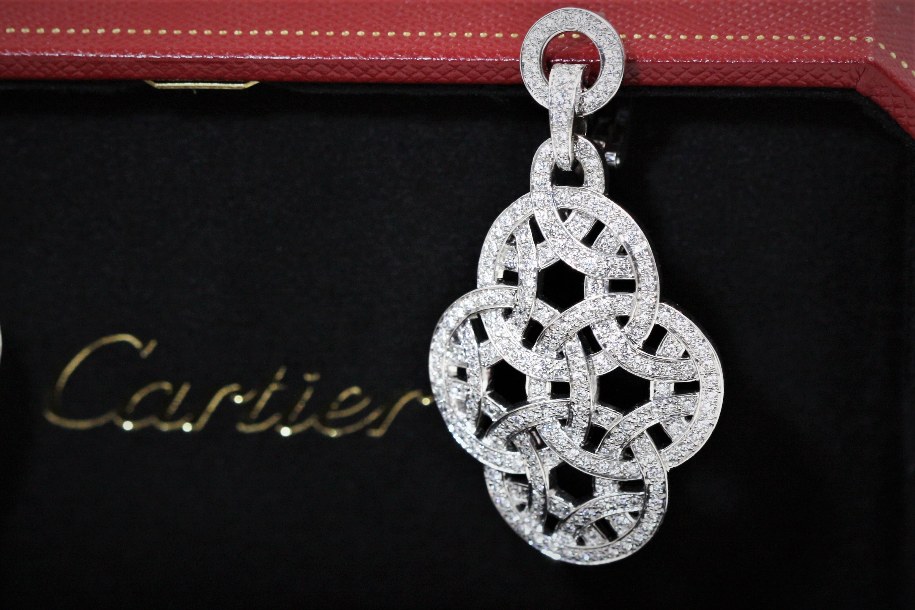 Cartier 18 Karat White Gold Paris Nouvelle Vague Diamond Earrings For ...