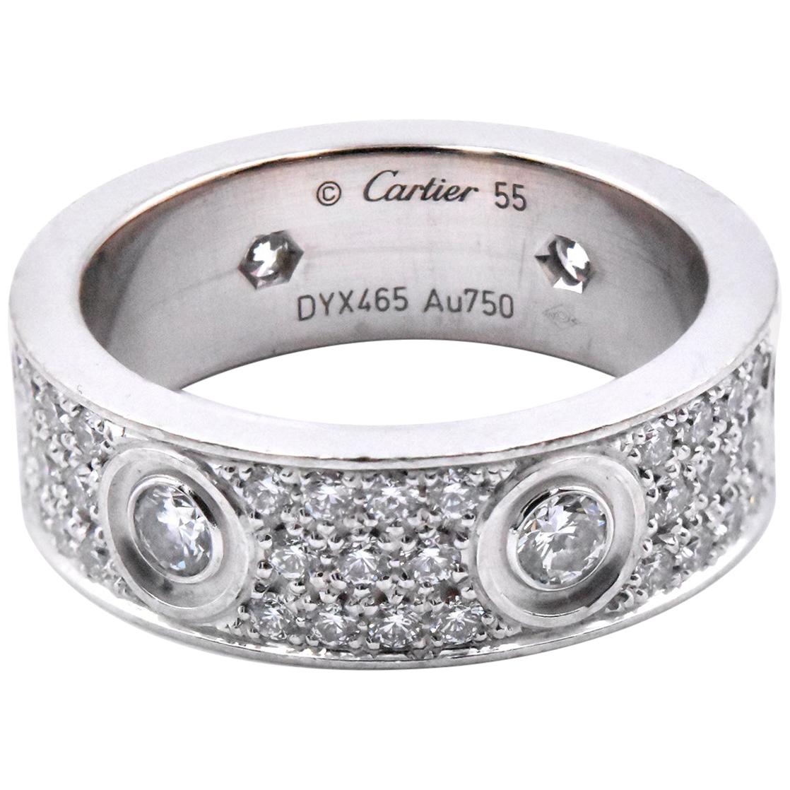 Cartier Love 18 Karat Yellow Gold 3 Diamond Ring For Sale at 1stdibs