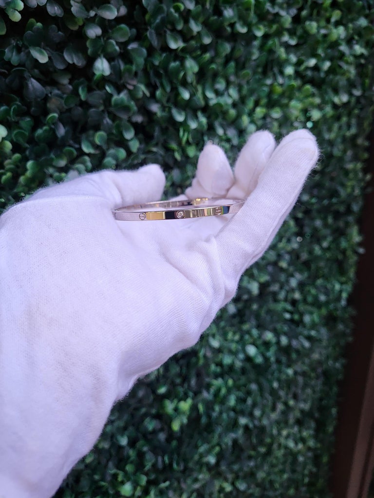 Cartier 18 Karat White Gold Small Model 6 Diamond Love Bracelet For ...