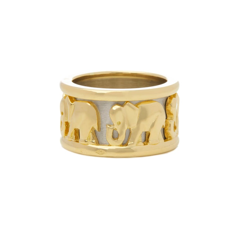 Cartier 18 Karat Yellow and White Gold Pharaon Elephant Band Ring at ...
