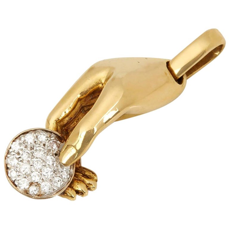 Cartier 18 Karat Yellow and White Gold Round Cut Diamond Vintage Hand ...
