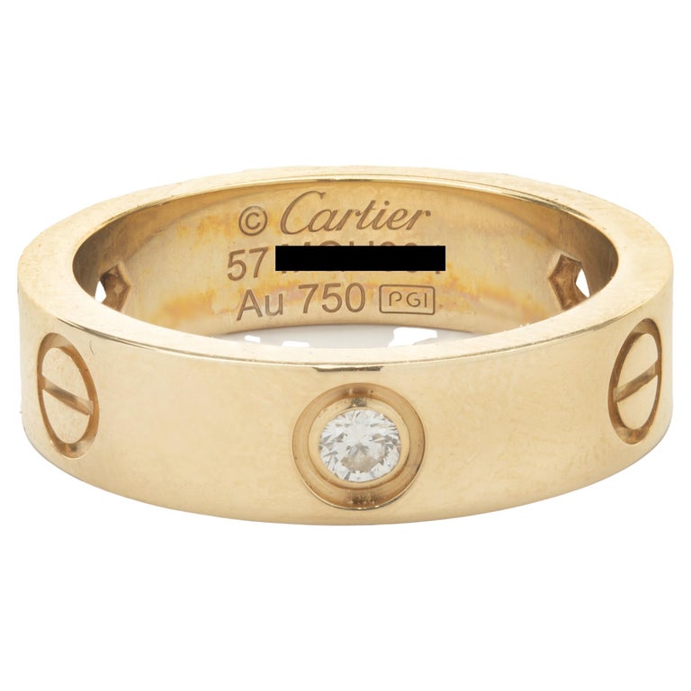 Cartier 18 Karat Yellow Gold 3 Diamond Love Ring at 1stDibs