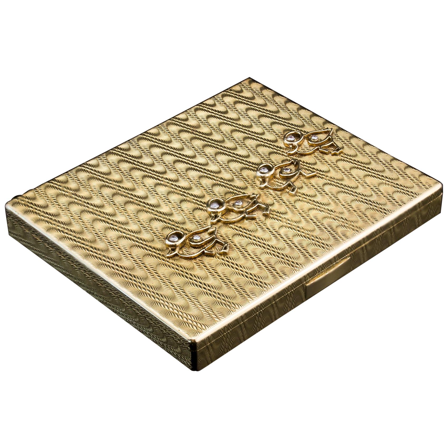 Cartier 14-Karat Gold and .75-Carat Diamond Compact Powder Box, circa ...