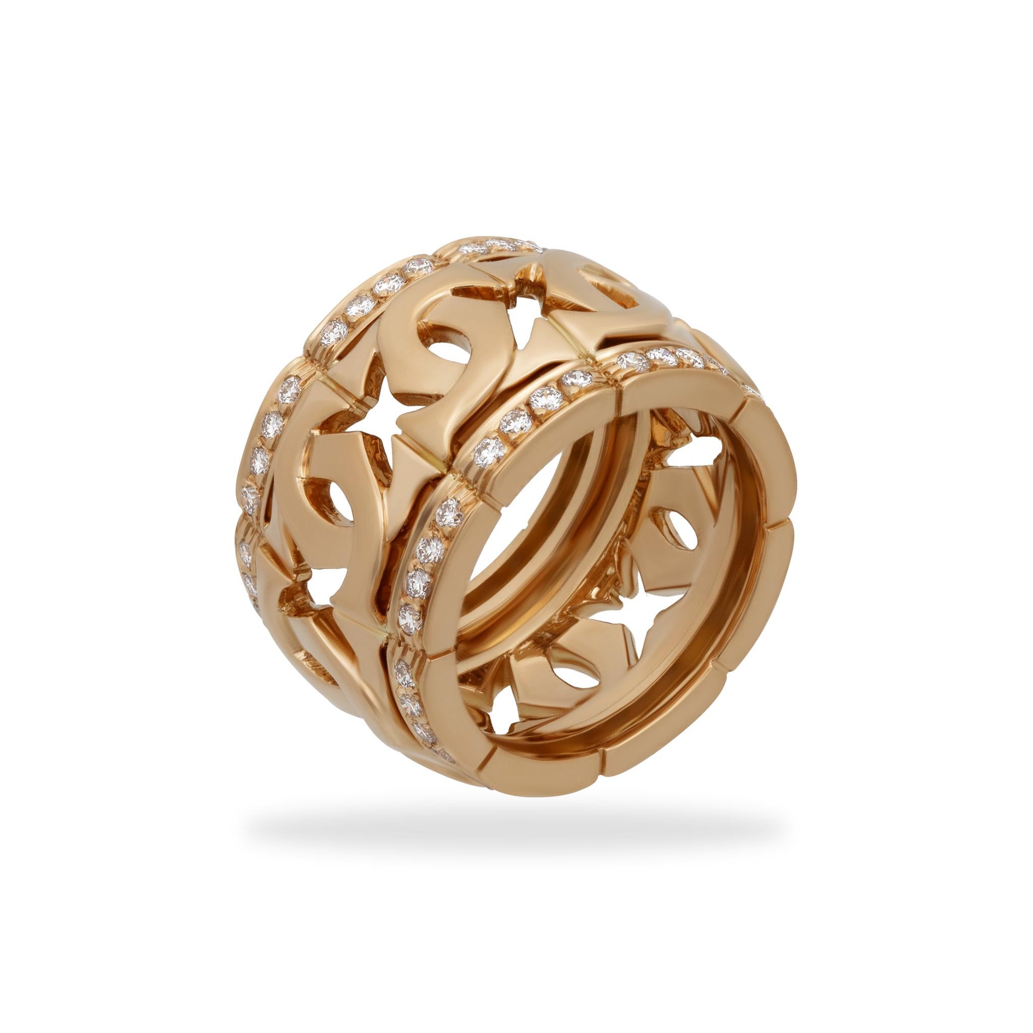 Cartier 18 Karat Yellow Gold Diamond Double C Ring For Sale at 1stDibs ...