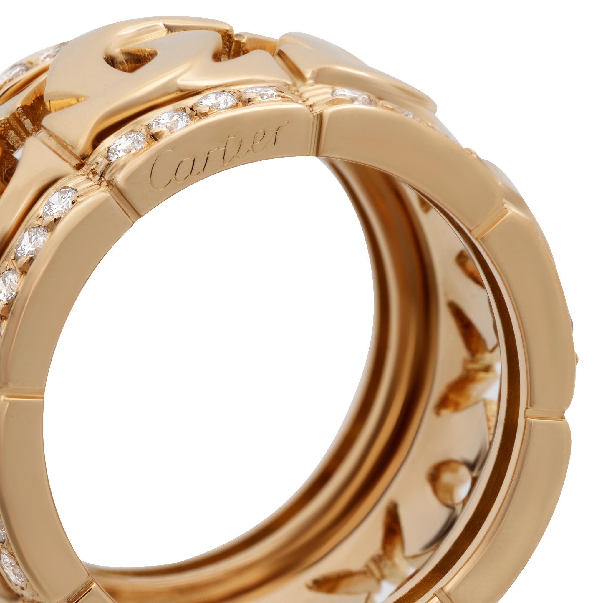 Cartier 18 Karat Yellow Gold Diamond Double C Ring For Sale at 1stDibs ...