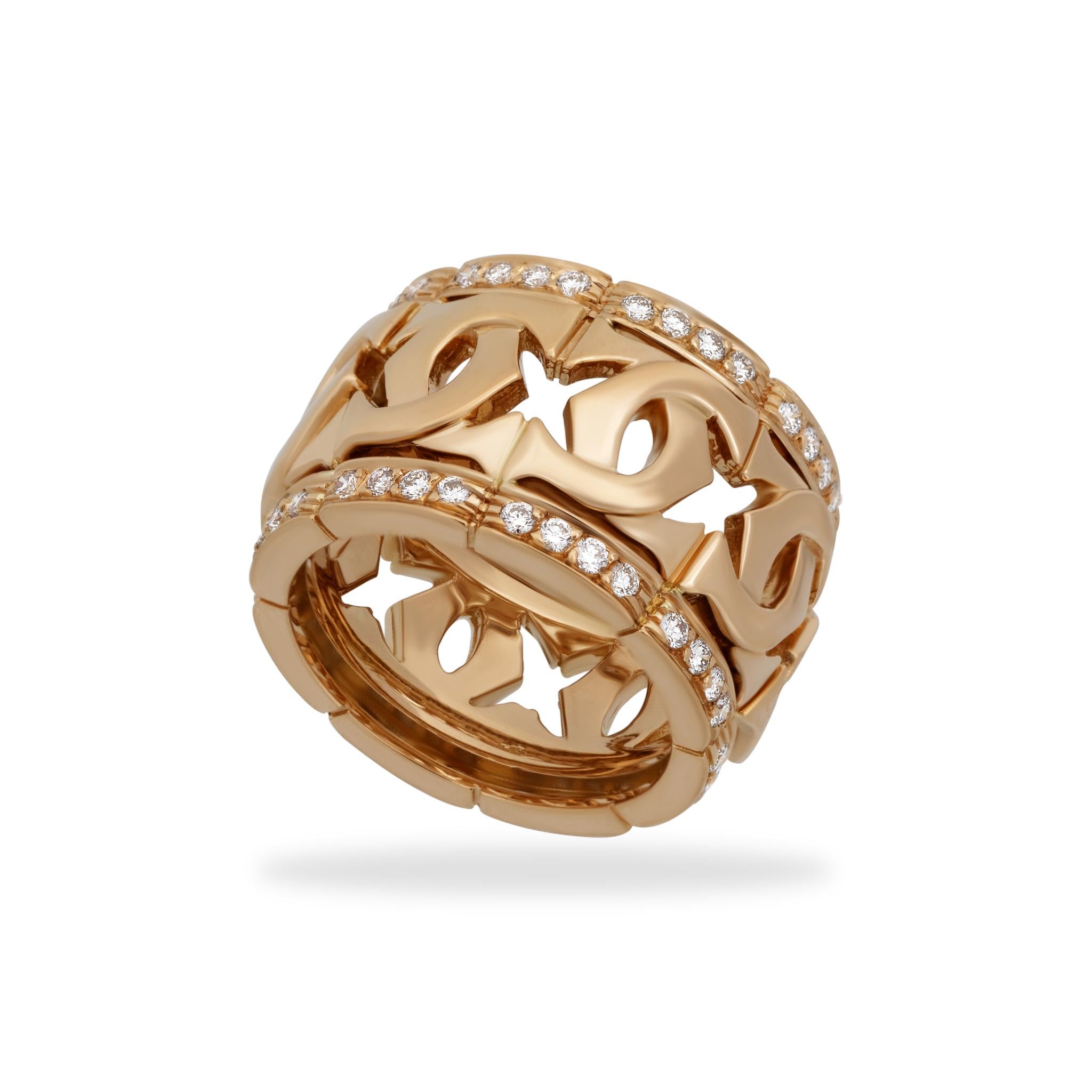 Cartier 18 Karat Yellow Gold Diamond Double C Ring For Sale at 1stDibs ...