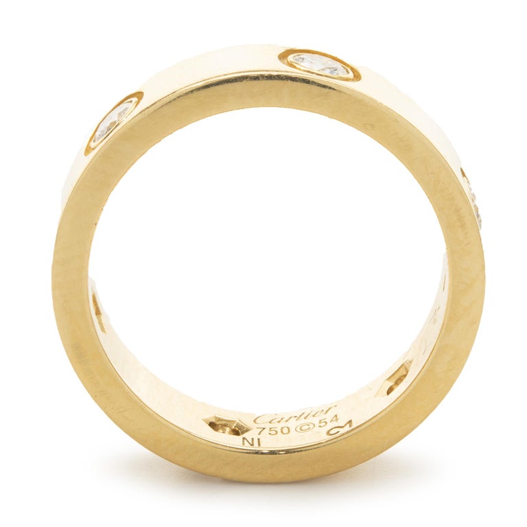 Cartier 18 Karat Yellow Gold Diamond Love Ring, 6 Diamonds at 1stDibs