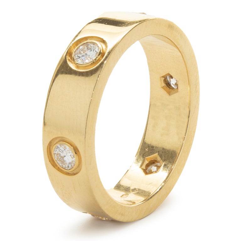Cartier 18 Karat Yellow Gold Diamond Love Ring, 6 Diamonds at 1stDibs