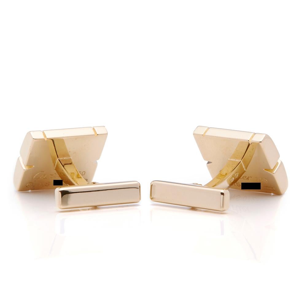 Cartier 18 Karat Yellow Gold Diamond Men's Tank Francaise Cufflinks at ...