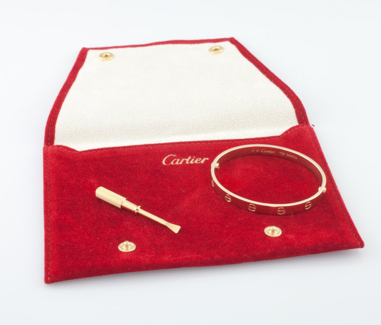 Cartier 18 Karat Yellow Gold Love Bracelet with Screwdriver and Pouch ...