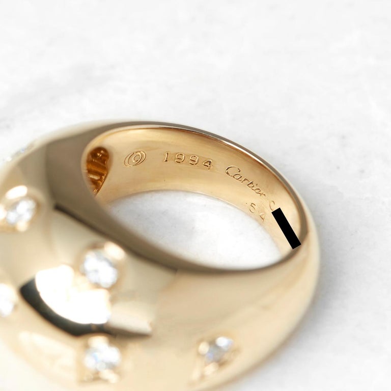 Cartier 18 Karat Yellow Gold Round Brilliant Cut Diamond Bombe Ring For ...